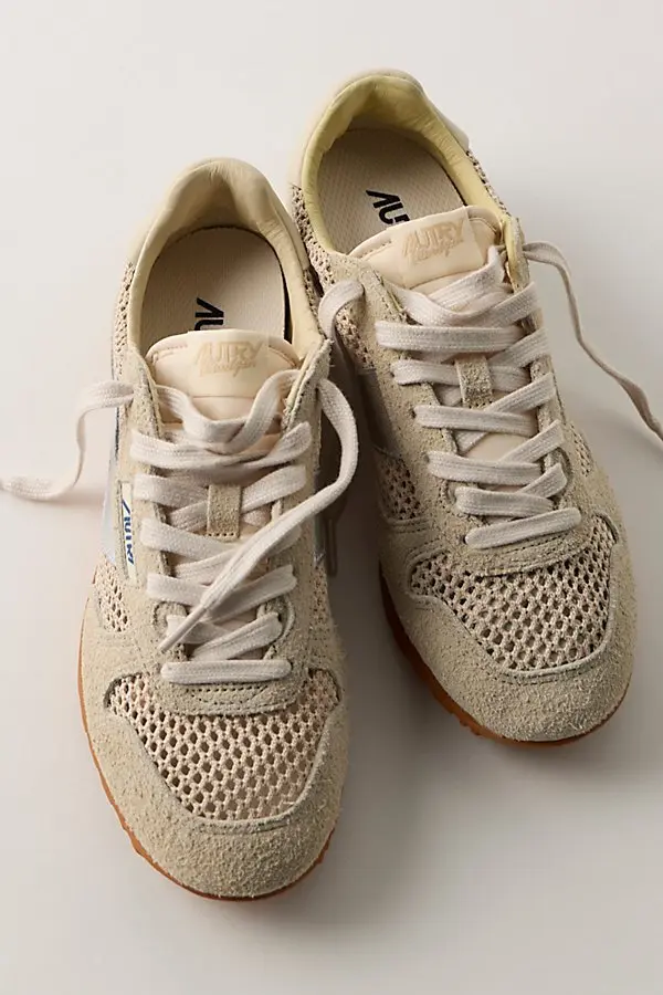 AUTRY Windspin Low Top Mesh Sneakers - Ecru/silver