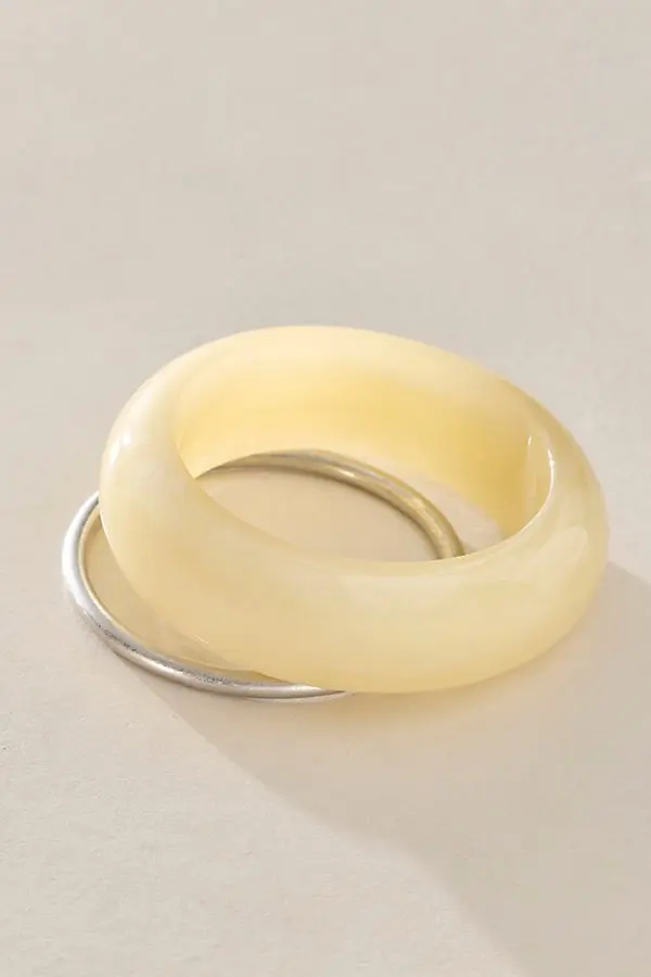 Free People Everyday Arm Party Bangle Set - Ivory/silver