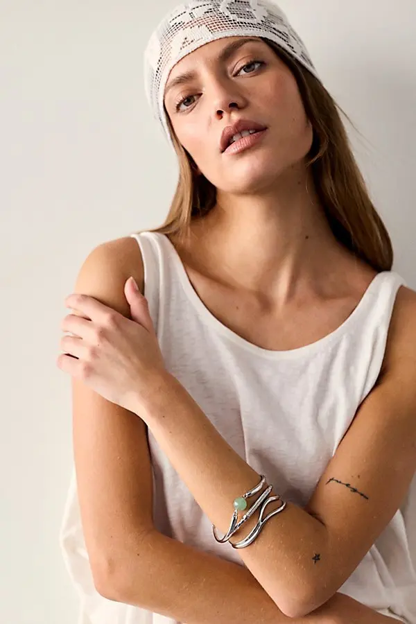 Free People Muse Stack Bangle Set - Silver/chocolate