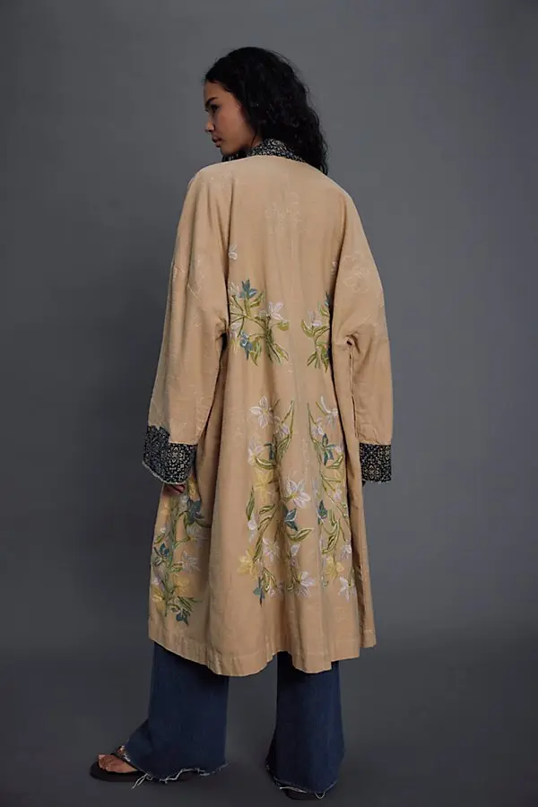 Free People Embroidered Duster Jacket