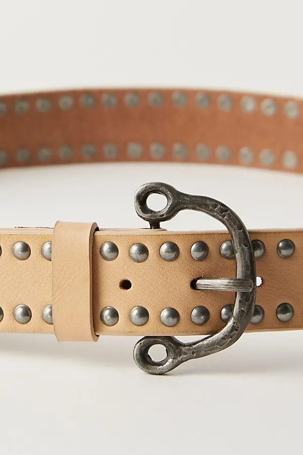 Free People Studded Leather Belt - Bone