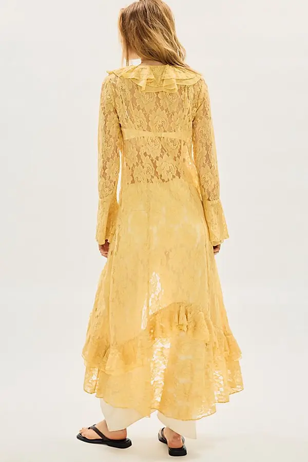 Free People Lace Ruffle Maxi Top - Straw