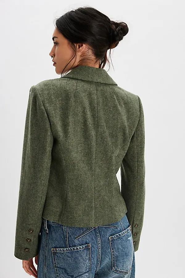 Free People Whip Smart Blazer Jacket - Forest Green