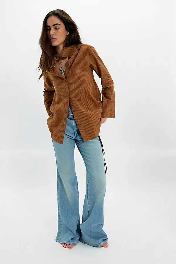 We The Free Sun Gazer Button Down Shirt - Brown Combo
