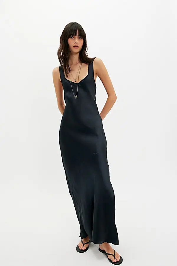 INTIMATELY Maxi Slip Dress With Thigh-high Slit - Black