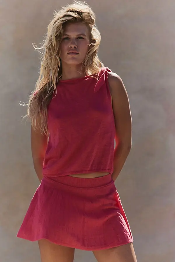 Free People Fran Sweater Skort Set - Lychee Blush
