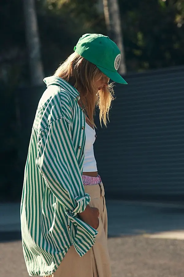 We The Free Freddie Striped Shirt - French Green Combo