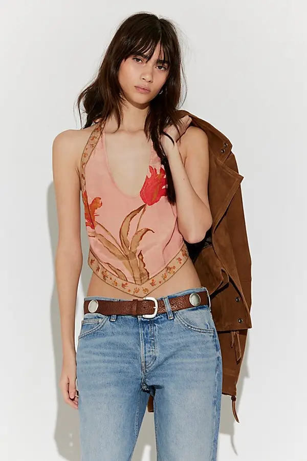Free People Scarlett Halter Top - Blush Combo