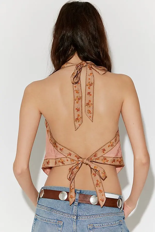Free People Scarlett Halter Top - Blush Combo