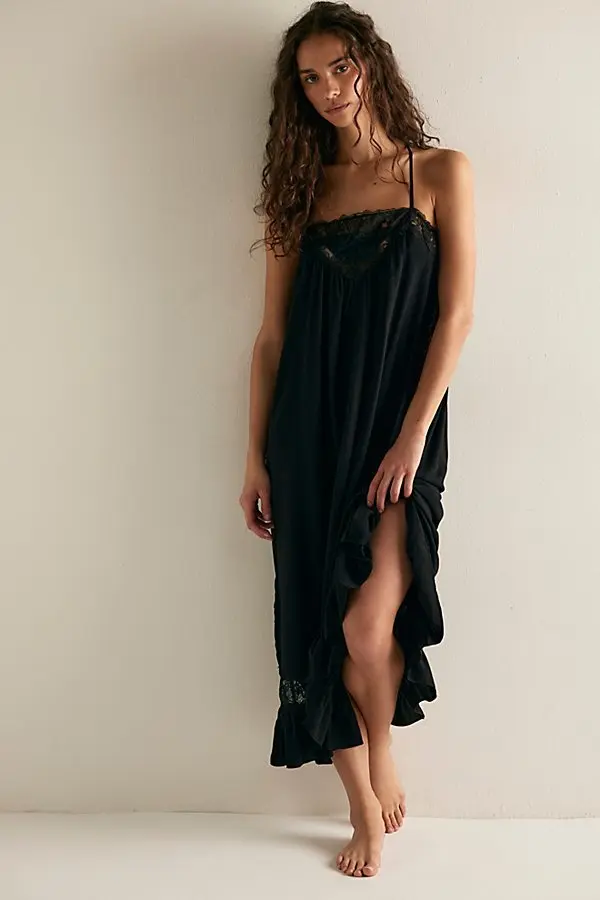 INTIMATELY Kiss Me Later Maxi Slip Dress - Black