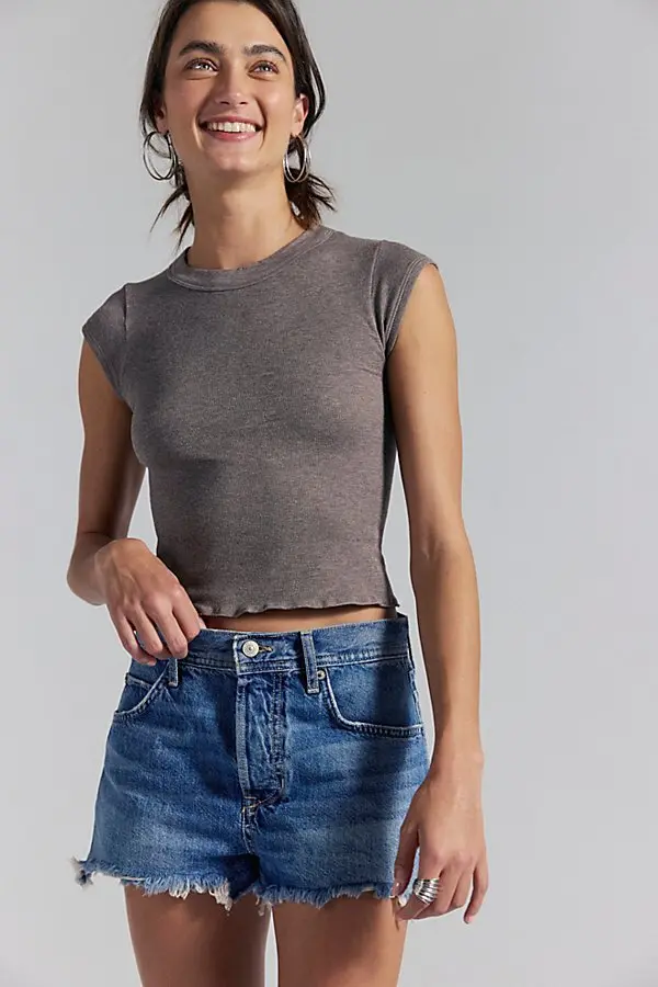 We The Free Double Take Relaxed Denim Mini Shorts - Wistful