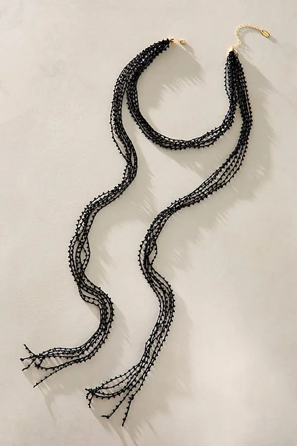 Free People Kenzie Beaded Lariat Necklace - Black