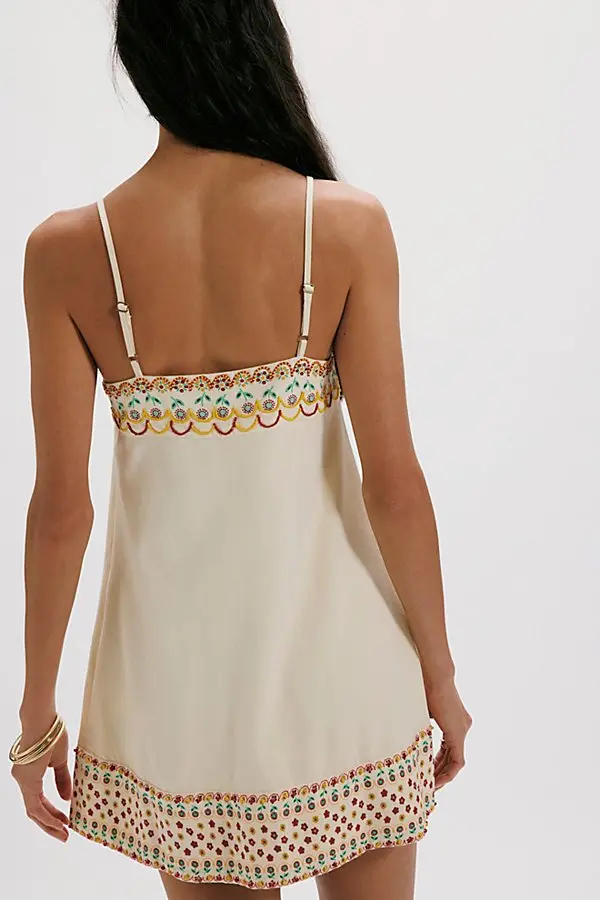 Free People Embroidered Trim Mini Dress