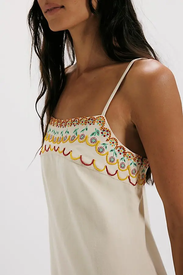 Free People Embroidered Trim Mini Dress