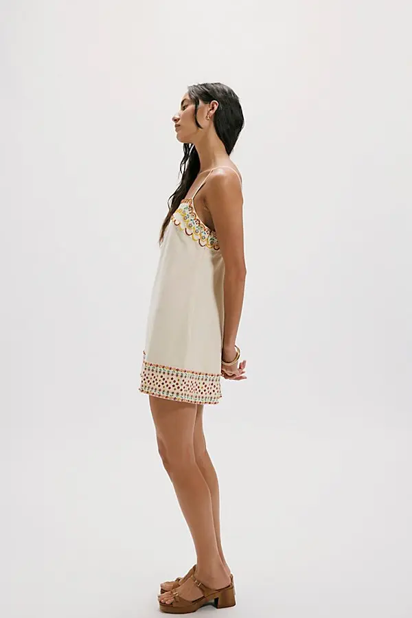 Free People Embroidered Trim Mini Dress