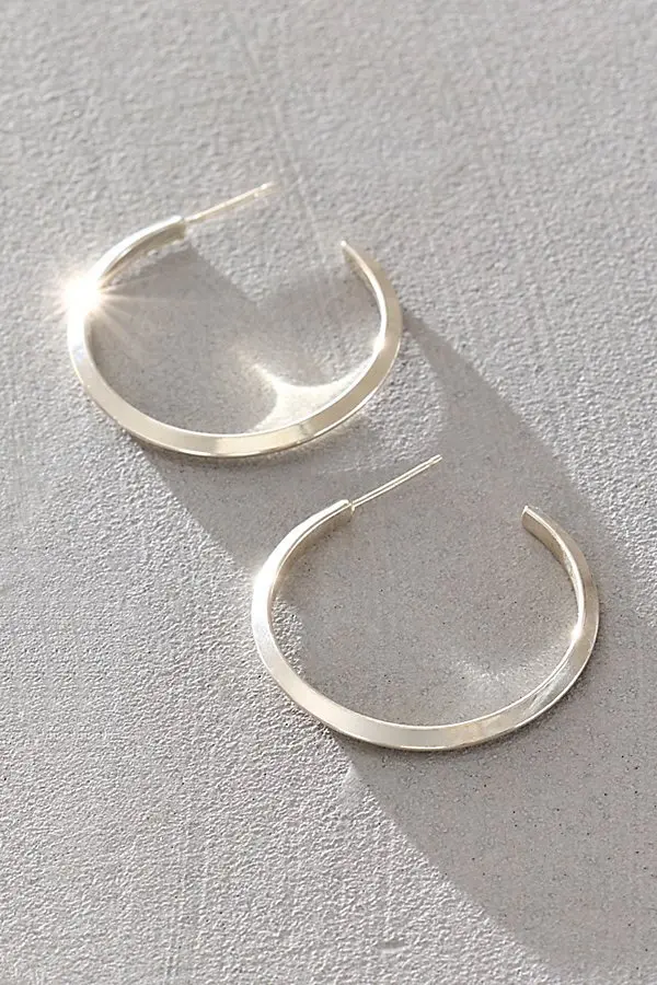 LAURA MAR Sculptural Geometric Hoop Earrings - Silver