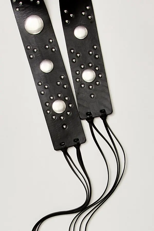 Free People Studded Leather Wrap Belt With Fringe