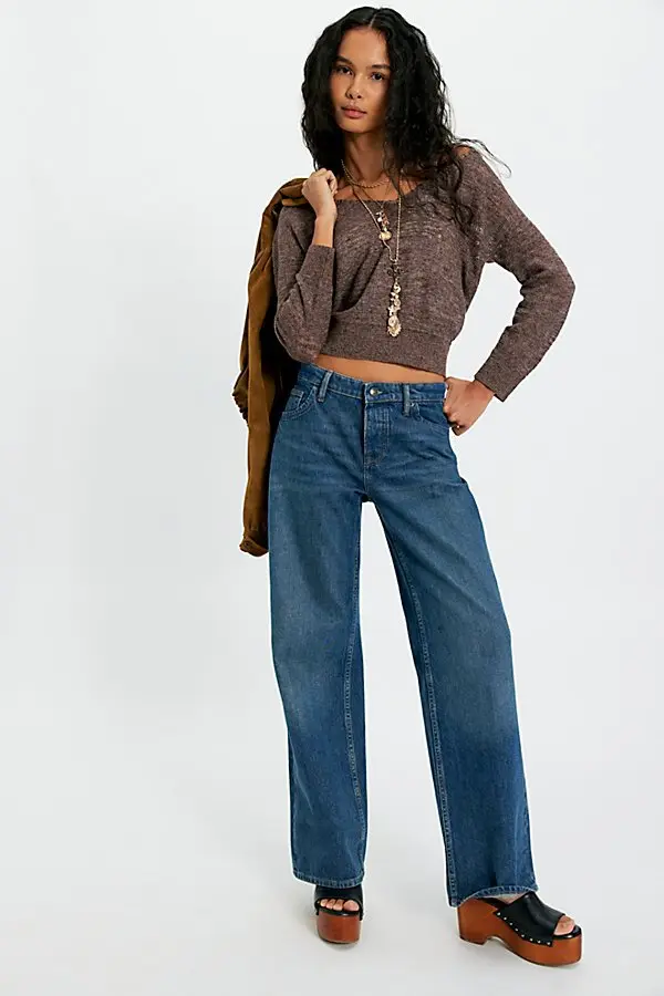 Free People Soft Focus Fine Gauge Linen Pullover - Shave Chocoloate