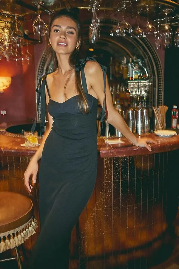 INTIMATELY Mesh Midi Slip Dress - Black