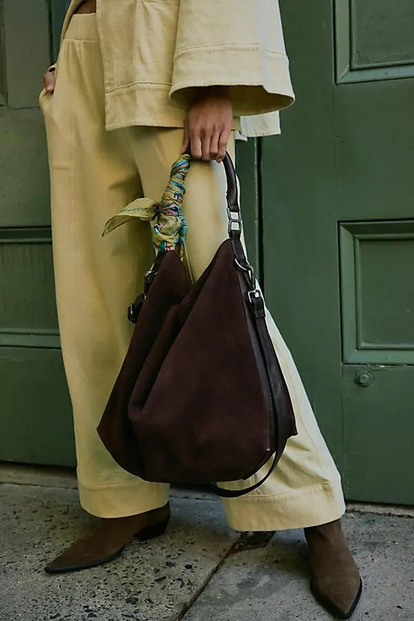 Free People Suzie Suede Slouchy Tote Bag - Espresso