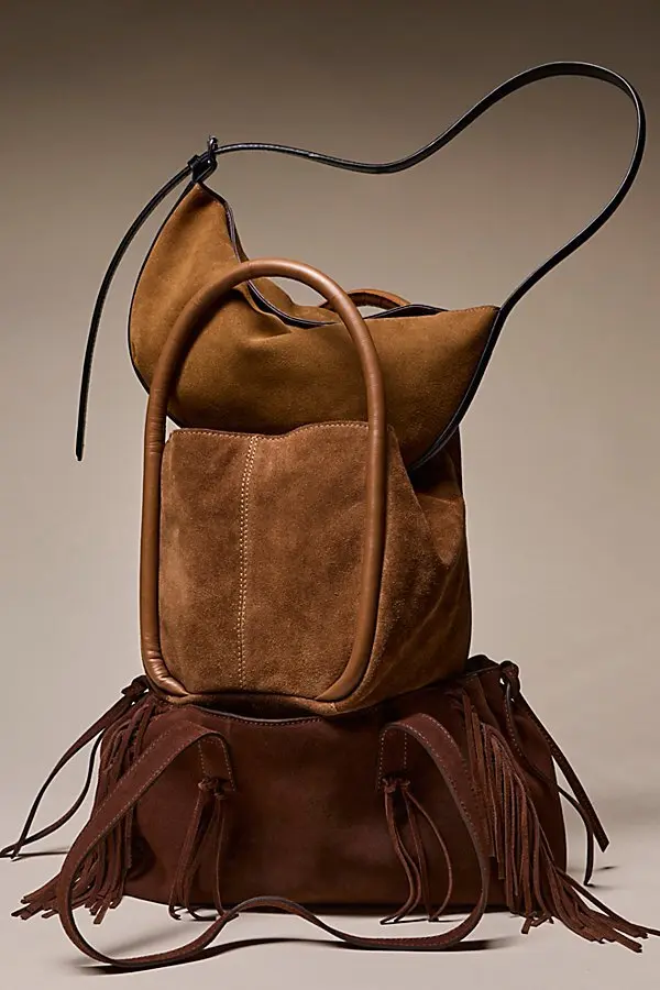 Free People Barlow Suede Bucket Bag - Cognac