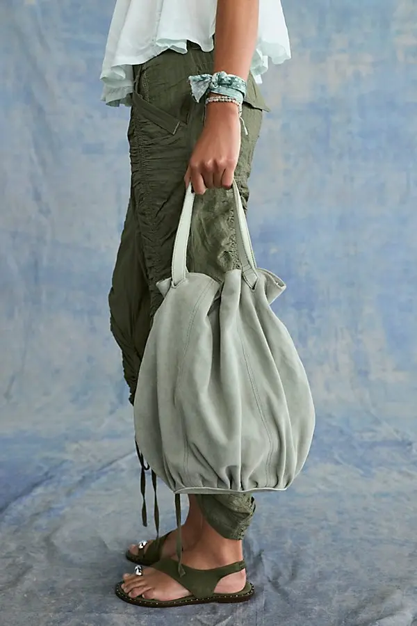 Free People Suki Large Suede Tote Bag - Sage