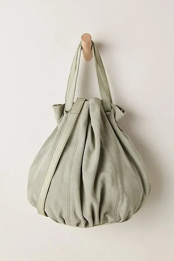 Free People Suki Large Suede Tote Bag - Sage