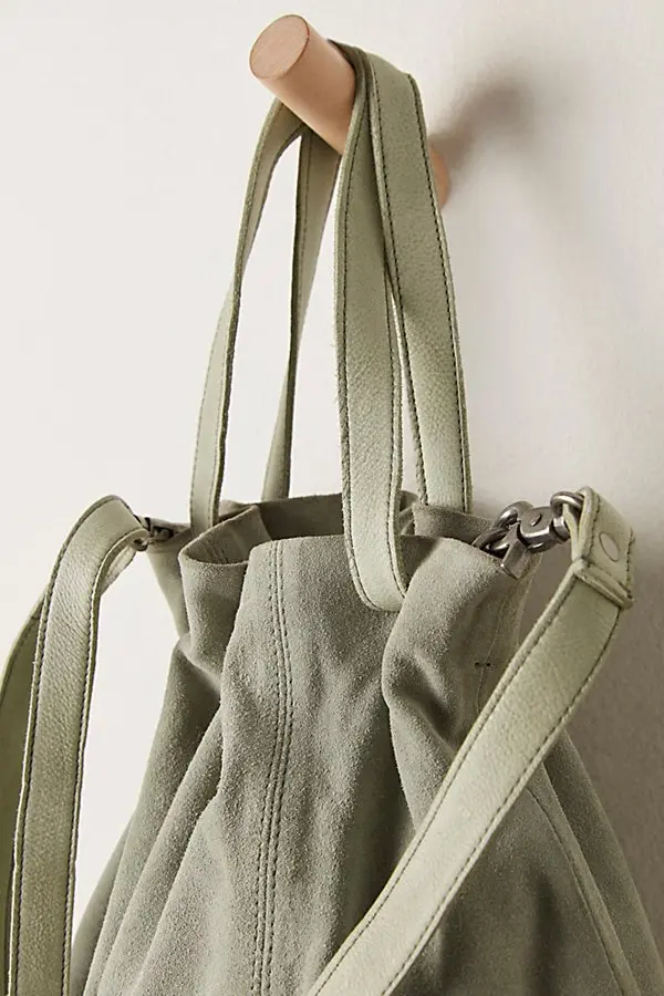 Free People Suki Large Suede Tote Bag - Sage