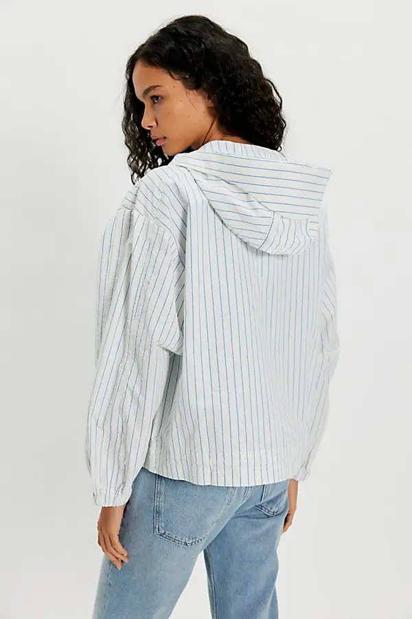 THE TINY BIG SISTER Striped Cotton-linen Blend Jacket