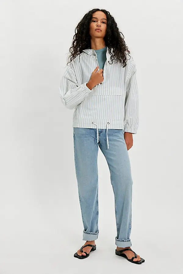 THE TINY BIG SISTER Striped Cotton-linen Blend Jacket