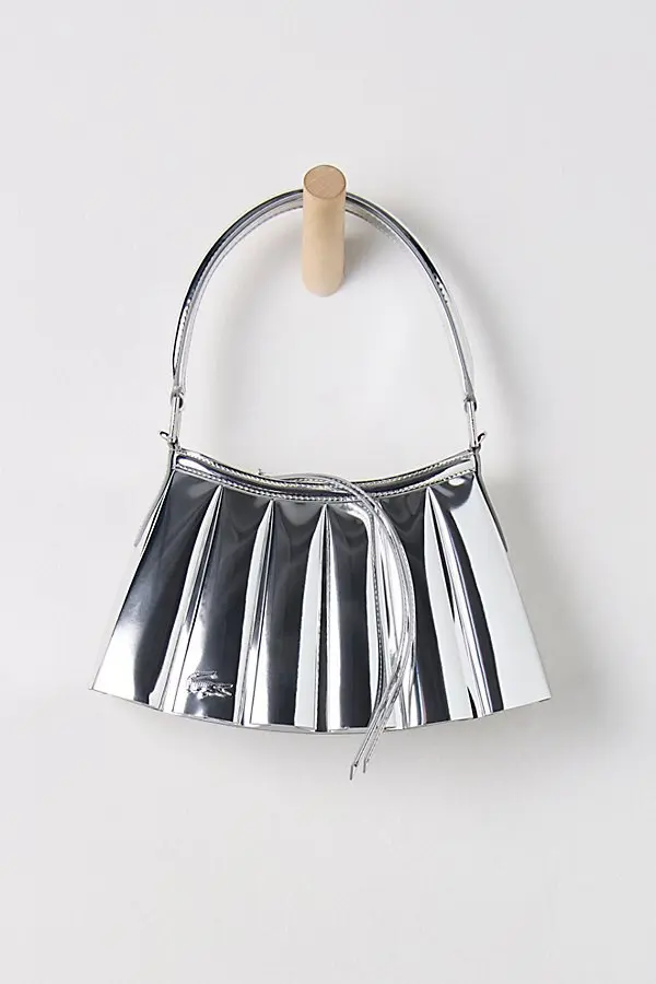 Lacoste Small Mirror Leather Shoulder Bag - Silver