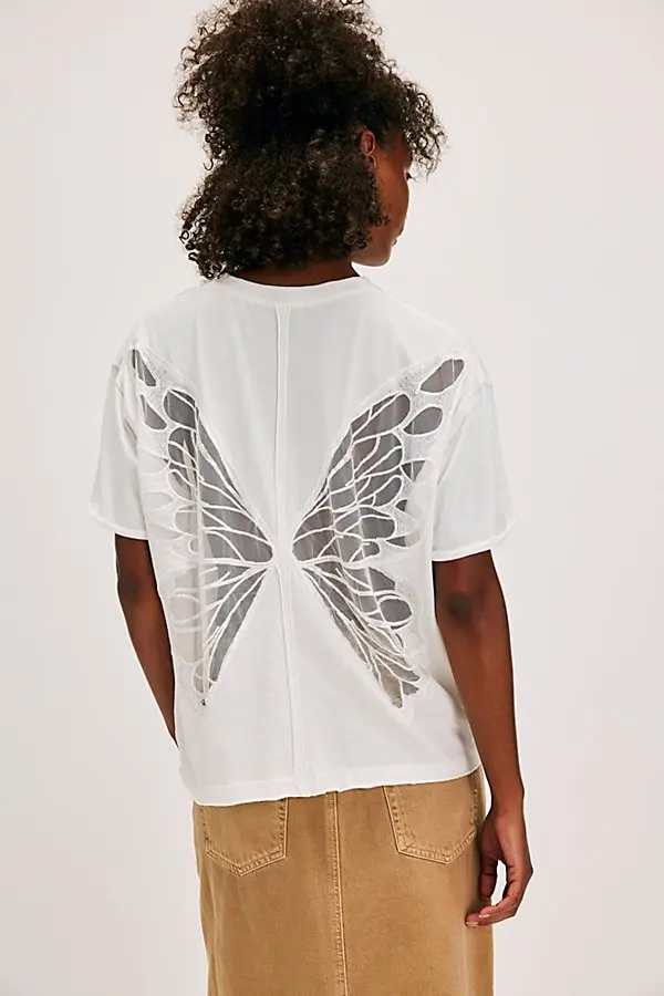 TRICIA FIX Oversized Butterfly Cutout T-shirt - Ivory