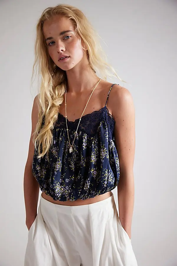 Free People Blair Bubble Top - Navy Combo