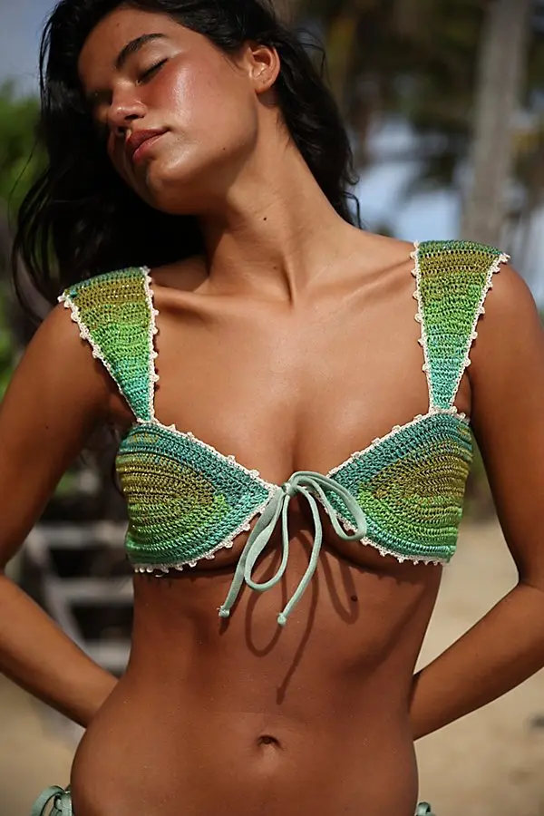 CAPITTANA Lucy Crochet Bikini Top - Emerald