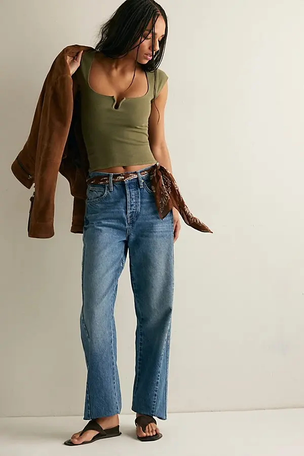INTIMATELY Round Neck Plunge Tee - Capulet Olive