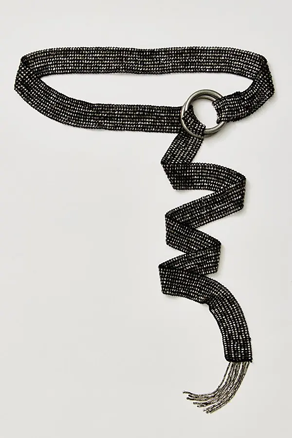 Free People Embellished Woven Wrap Belt - Black