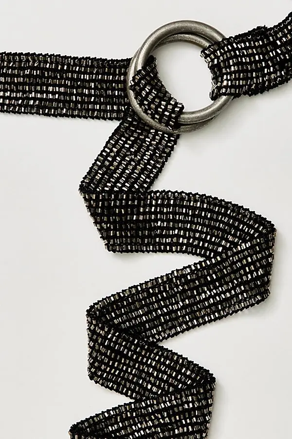 Free People Embellished Woven Wrap Belt - Black