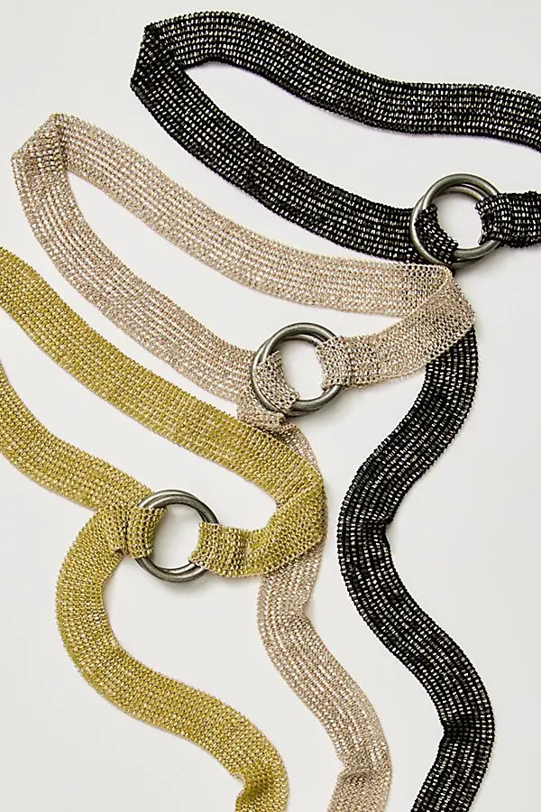 Free People Embellished Woven Wrap Belt - Black