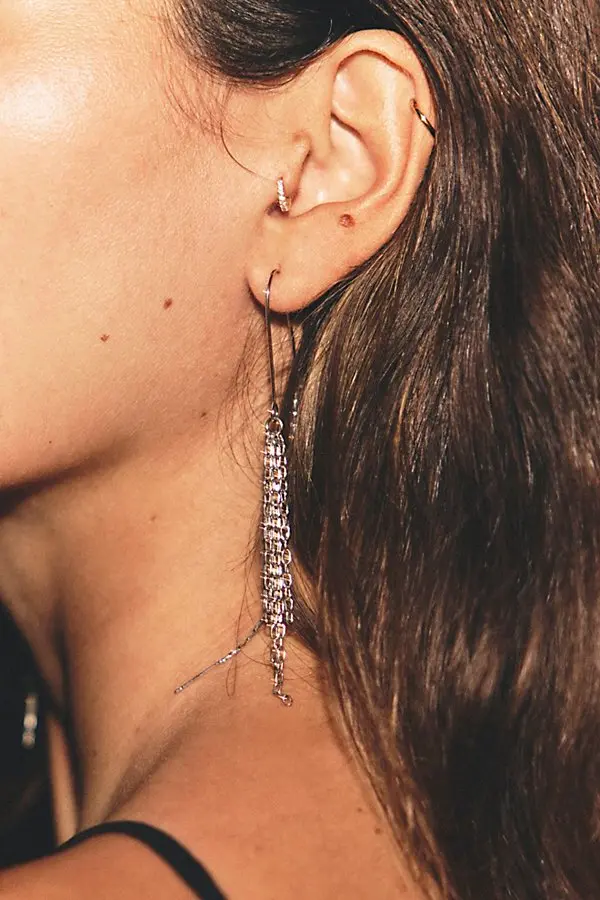 Free People Dani Threader Statement Earrings - Silver