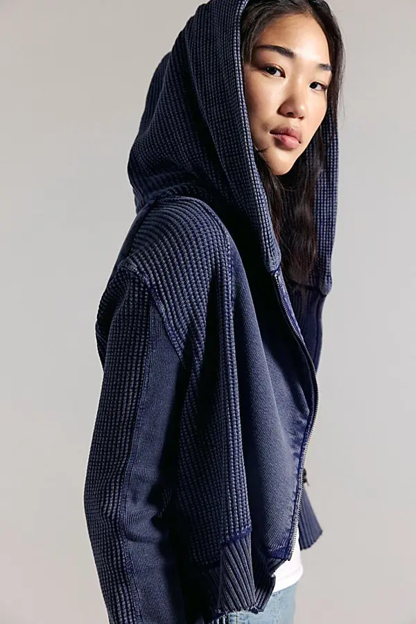 FP ONE Asher Zip-up Hoodie With Waffle Knit Paneling