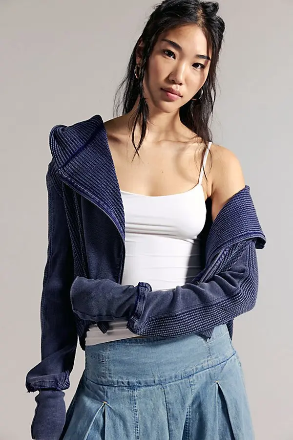 FP ONE Asher Zip-up Hoodie With Waffle Knit Paneling