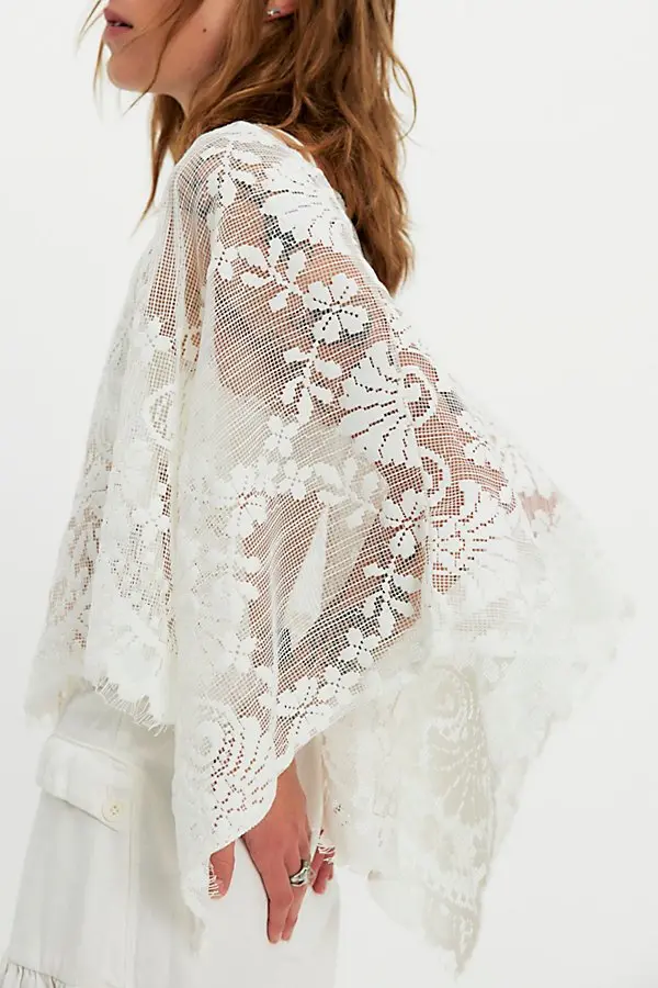 Free People Fp X Malai Lace Poncho Jacket