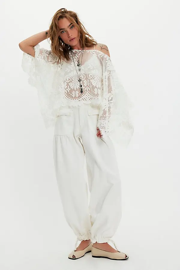 Free People Fp X Malai Lace Poncho Jacket
