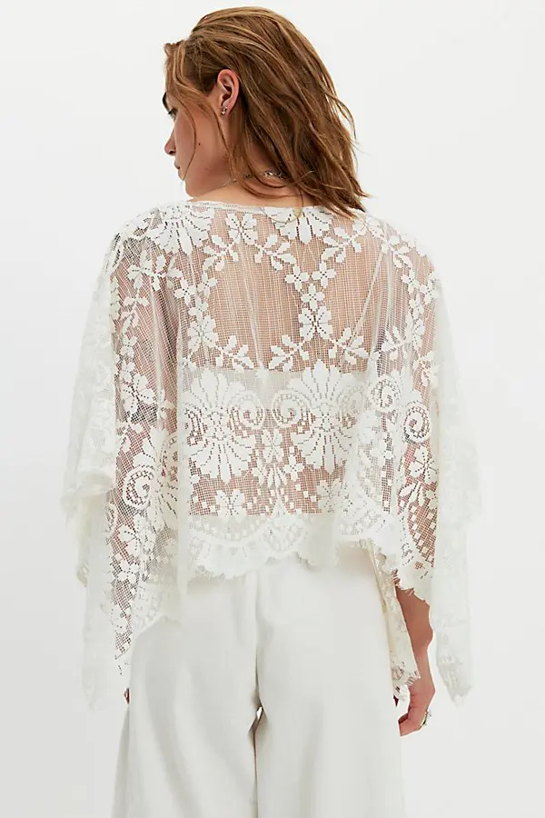 Free People Fp X Malai Lace Poncho Jacket