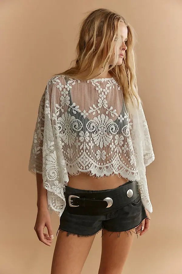 Free People Fp X Malai Lace Poncho Jacket