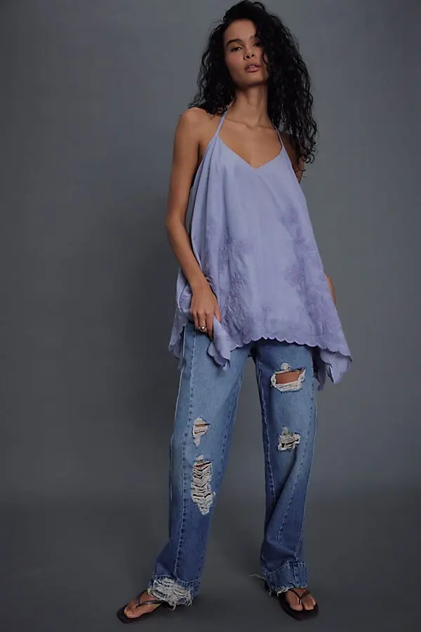 Free People Ophelia Embroidered Halter Tunic
