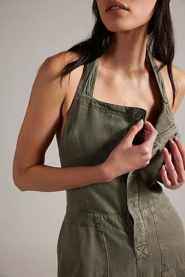 Free People Phoenix Solid Overalls At - Dusty Olive