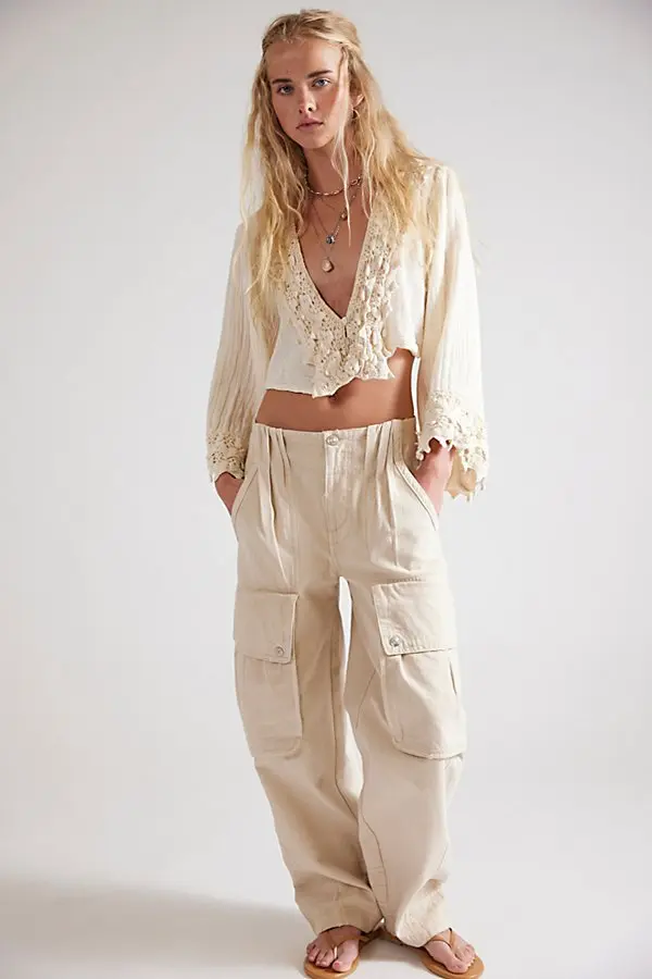 JEN'S PIRATE BOOTY Cropped Blouse With Crochet Detailing