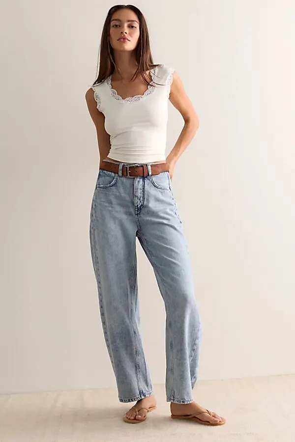 Only Hearts Lace Trim Cropped Tee