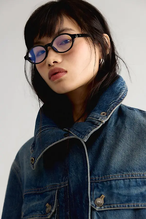 Free People Oval Bluelight Eyeglasses - Black
